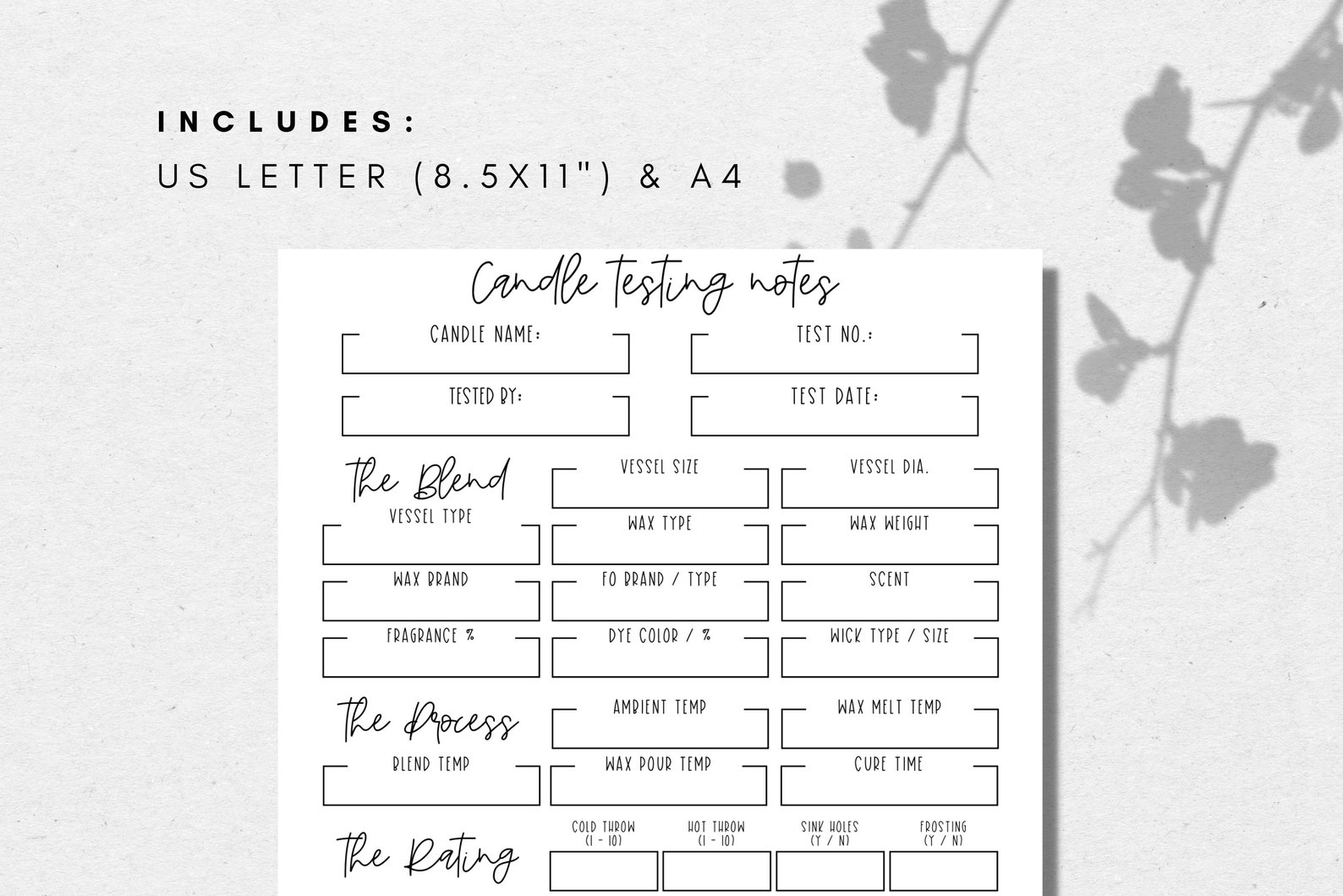 Candle Testing Sheet Printable Candle Burn Test Sheet Candle - Etsy