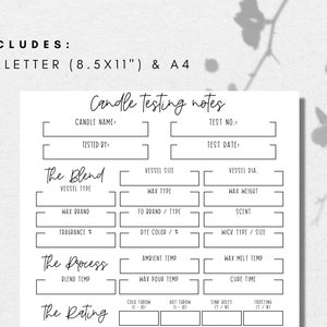 Candle Testing Sheet, Printable Candle Burn Test Sheet, Candle Test ...