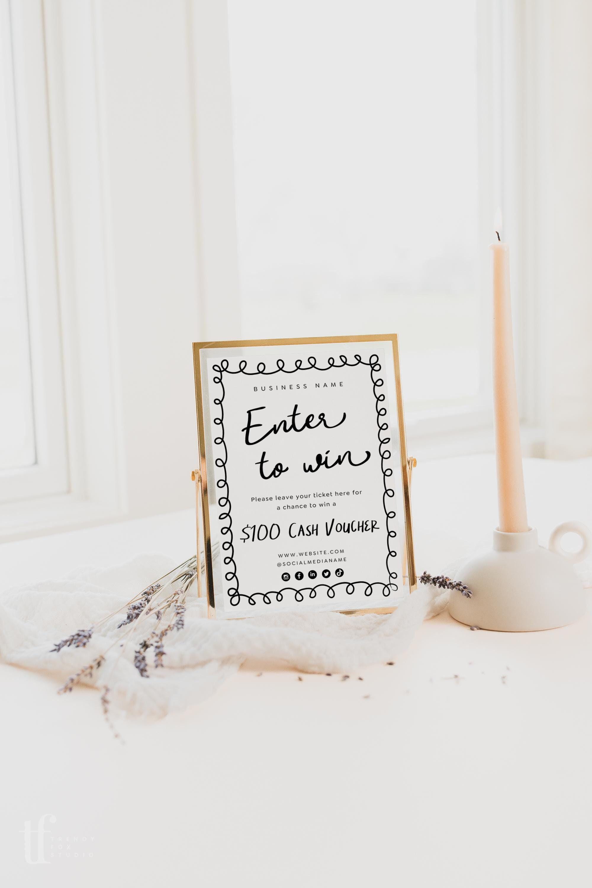 Whimsical Raffle Sign Canva Template, Cute Fun Enter to Win Poster, Pop ...