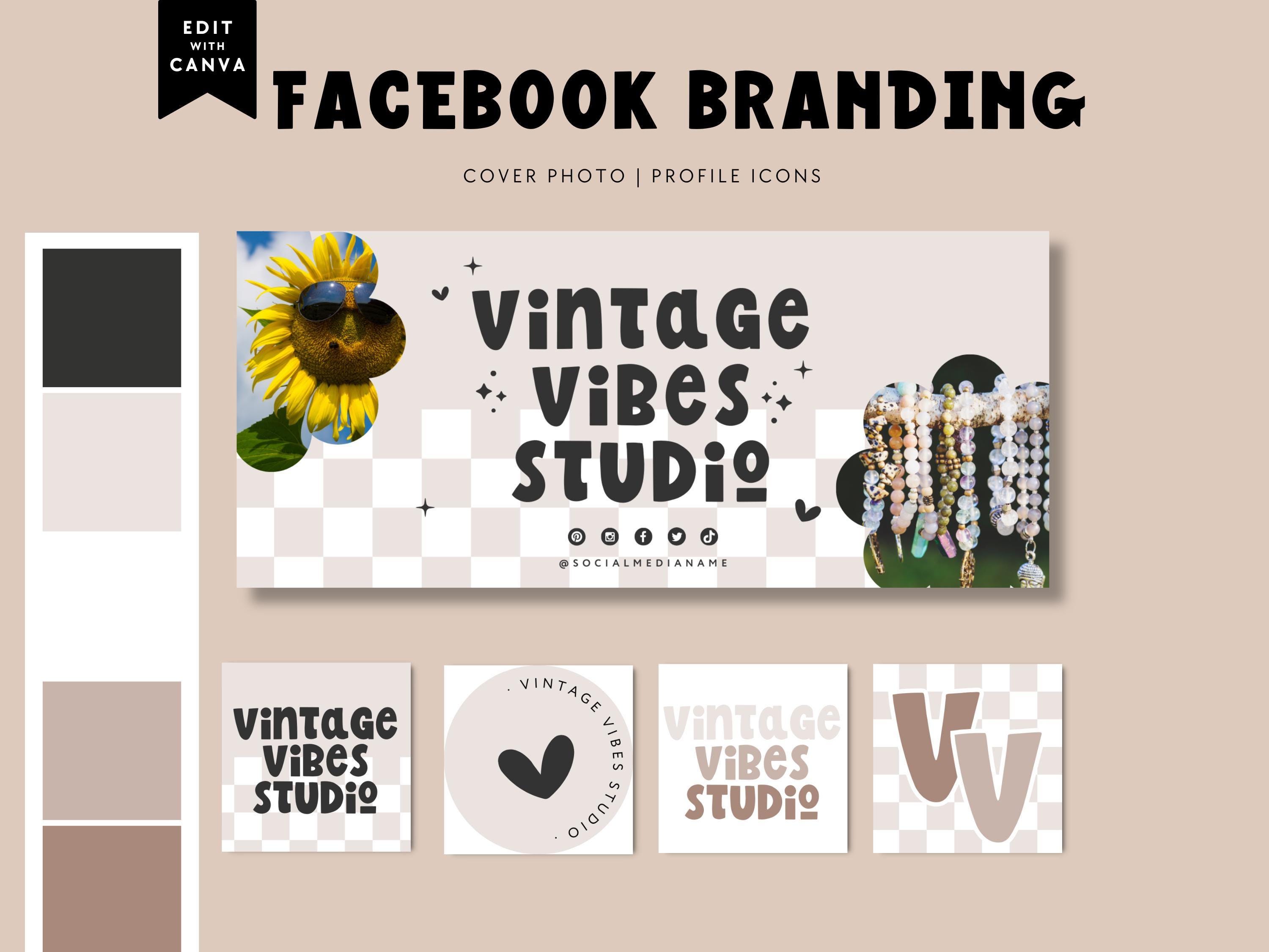 Cute Retro Facebook Cover Canva Template, Checkered Facebook Banner ...