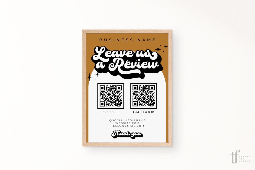 Ask for Review QR Code Sign Canva Template, Retro Google Review Sign ...
