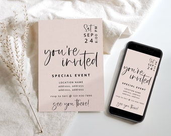 Open House Party Invitation Template, Special Event Invitation, Digital ...