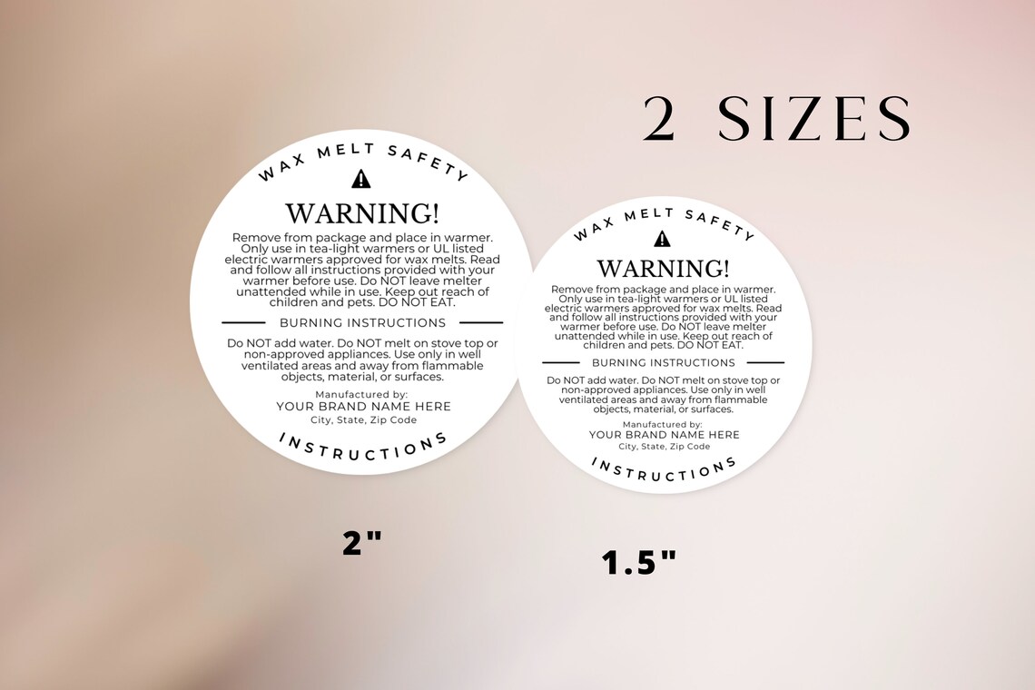 Wax Melt Warning Label Template Digital Download Editable | Etsy
