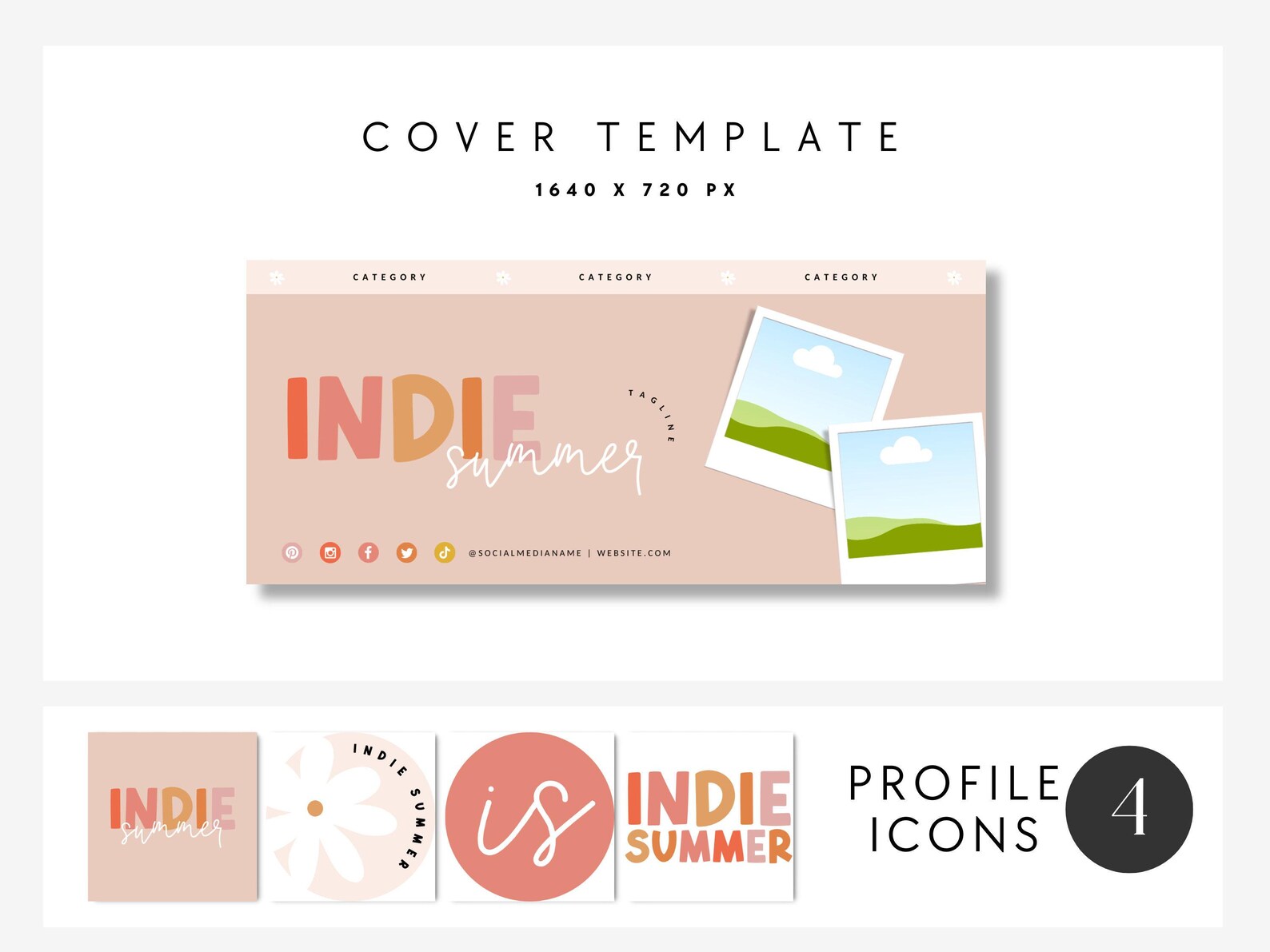 Rainbow Facebook Cover Template, Pastel Facebook Banner, Facebook Icon ...