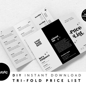 DIY Tri-fold Printable Price List Template, Editable Trifold Price ...