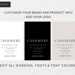 Modern Wax Melt Label Template, Editable Label DIY Minimal Wax Tart ...