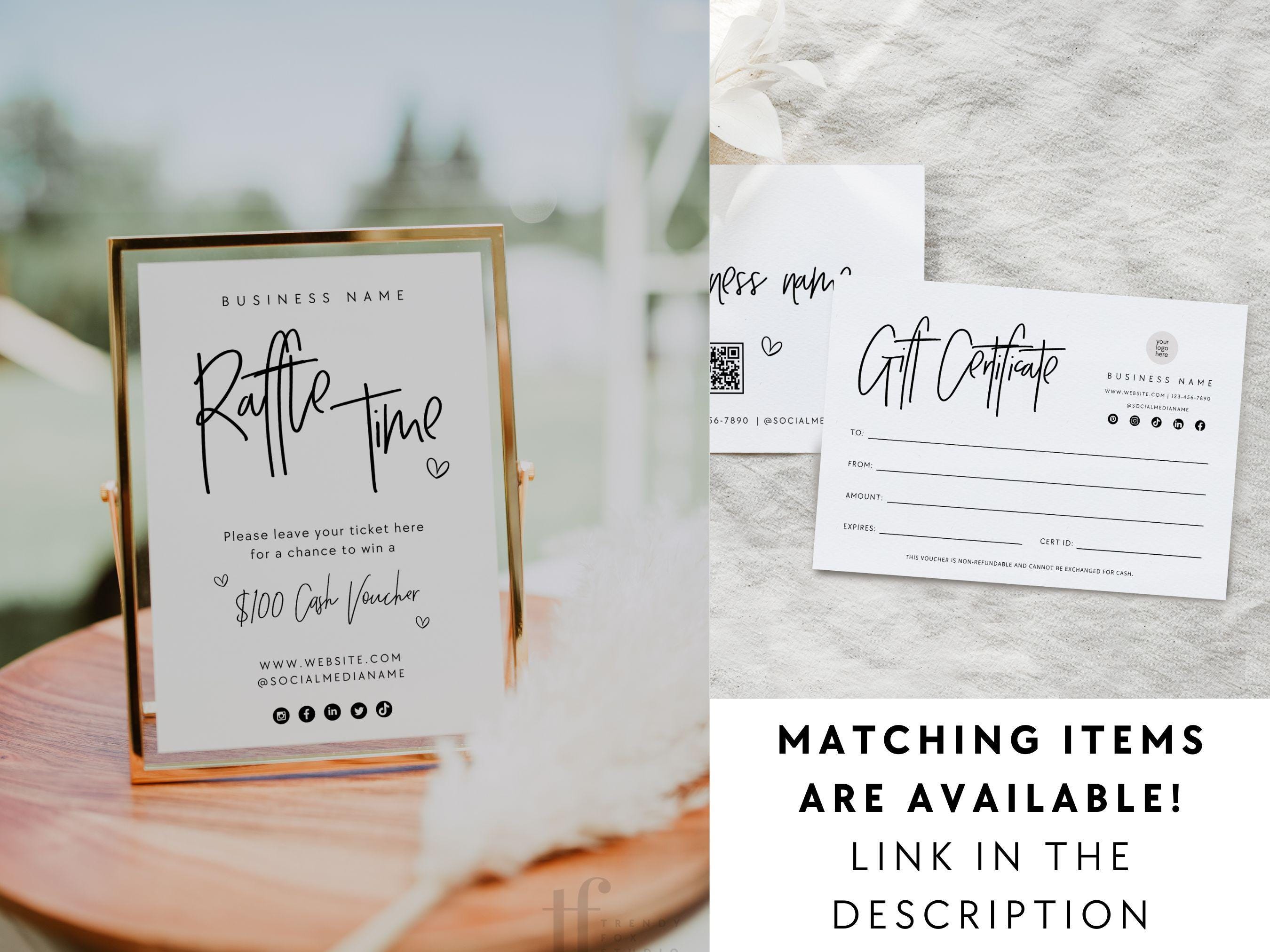 Minimal Raffle Ticket Printable, Modern Enter to Win Business Card, Pop ...