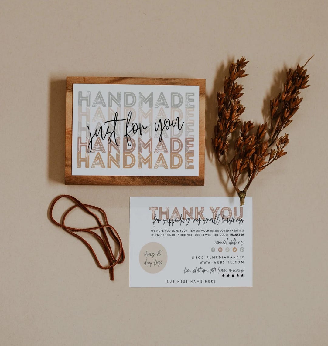 Neutral Business Thank You Card Template, Printable Thanks for Your ...