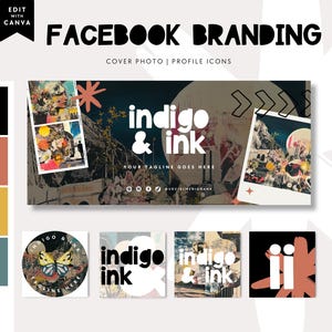 Retro Collage Facebook Cover Canva Template, Scrapbook Facebook Banner ...