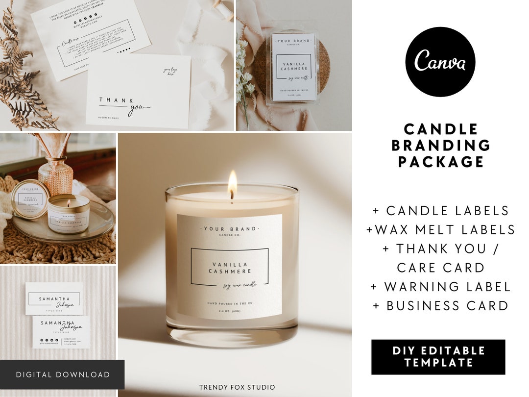 Candle Business Branding Bundle Canva Template Candle - Etsy