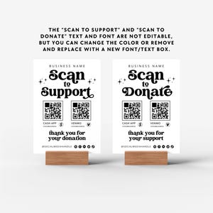 Retro Scan to Support Sign Template, QR Code Sign, Printable Donation ...
