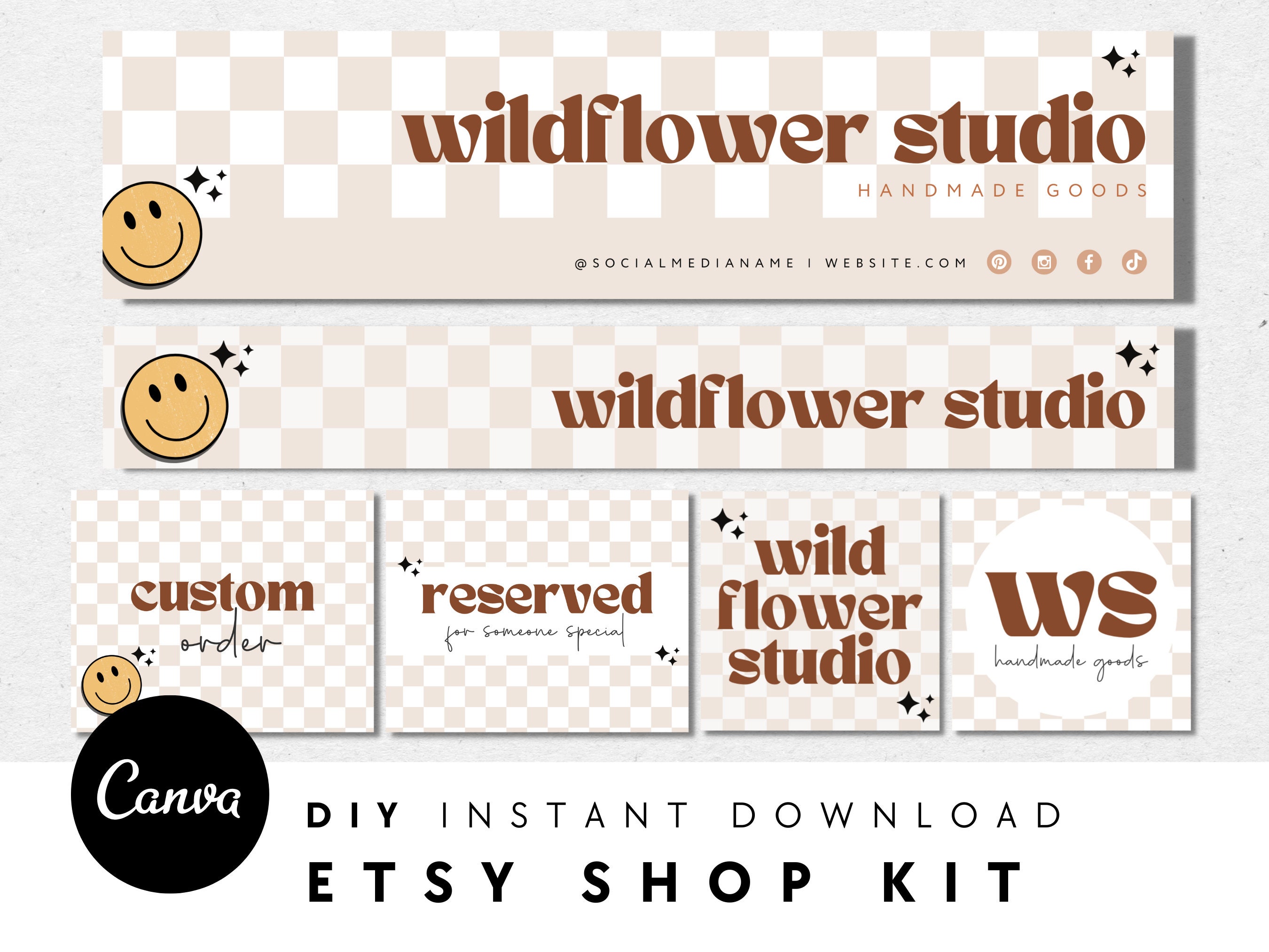 Retro Etsy Banner Template Groovy Etsy Store Branding - Etsy