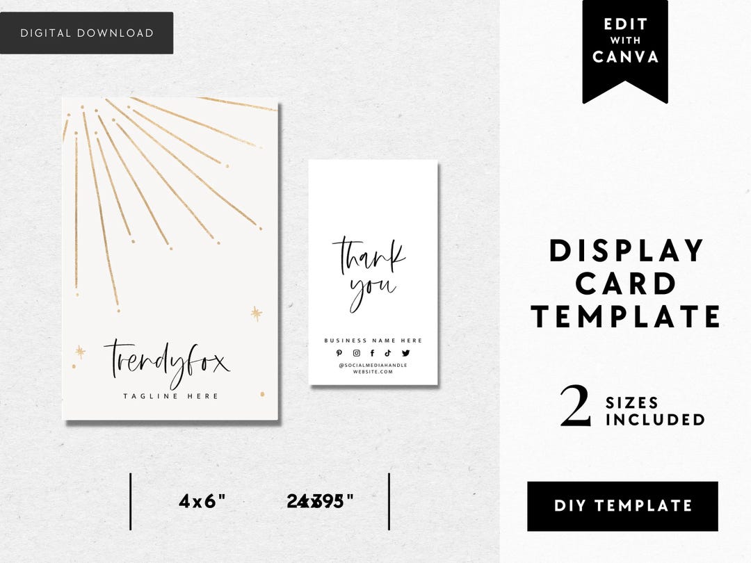 Editable Gold Display Card Canva Template, Packaging Display Card ...