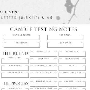 Candle Testing Sheet, Printable Candle Burn Test Sheet, Candle Test ...