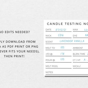 DIY Candle Testing Label Template, Editable Candle Notes Sticker ...