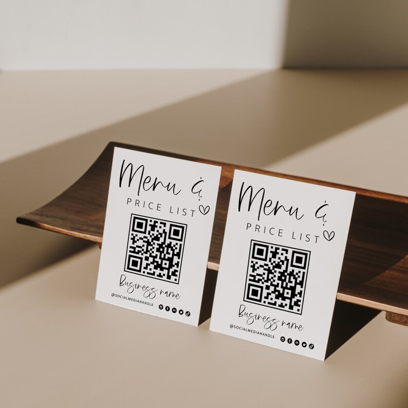 Printable Menu & Price List QR Code Sign Template Editable - Etsy UK