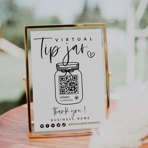 Printable Virtual Tip Jar Venmo Payment Sign QR Code Sign - Etsy