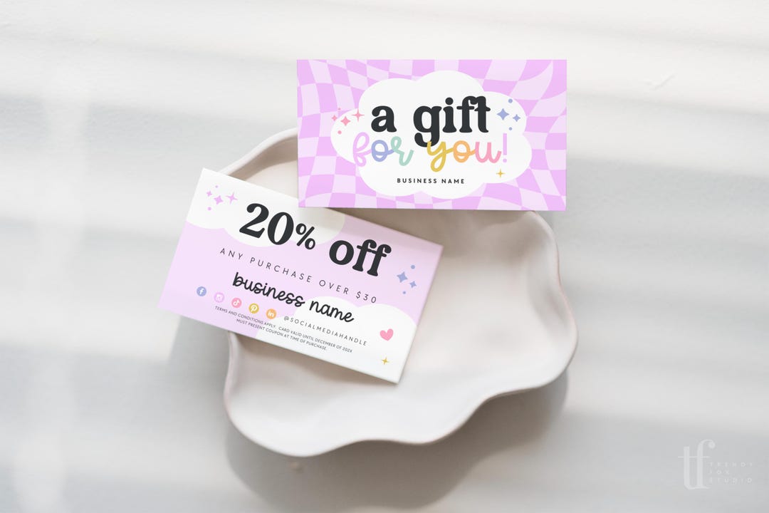 Rainbow Coupon Card Canva Template, Printable Business Coupon, Cute ...