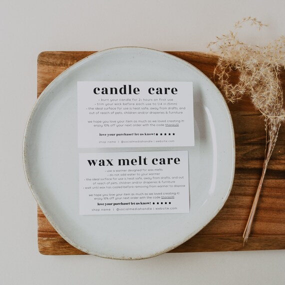 Wax Melt Care Card Template Retro Candle Care Business Thank | Etsy