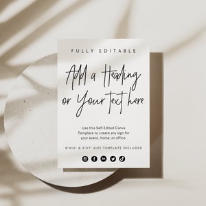 Customizable Sign Template, Printable Sign 8x10, DIY Editable Sign ...