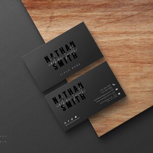 Modern Black Business Card Canva Template, INSTANT DOWNLOAD, Printable ...