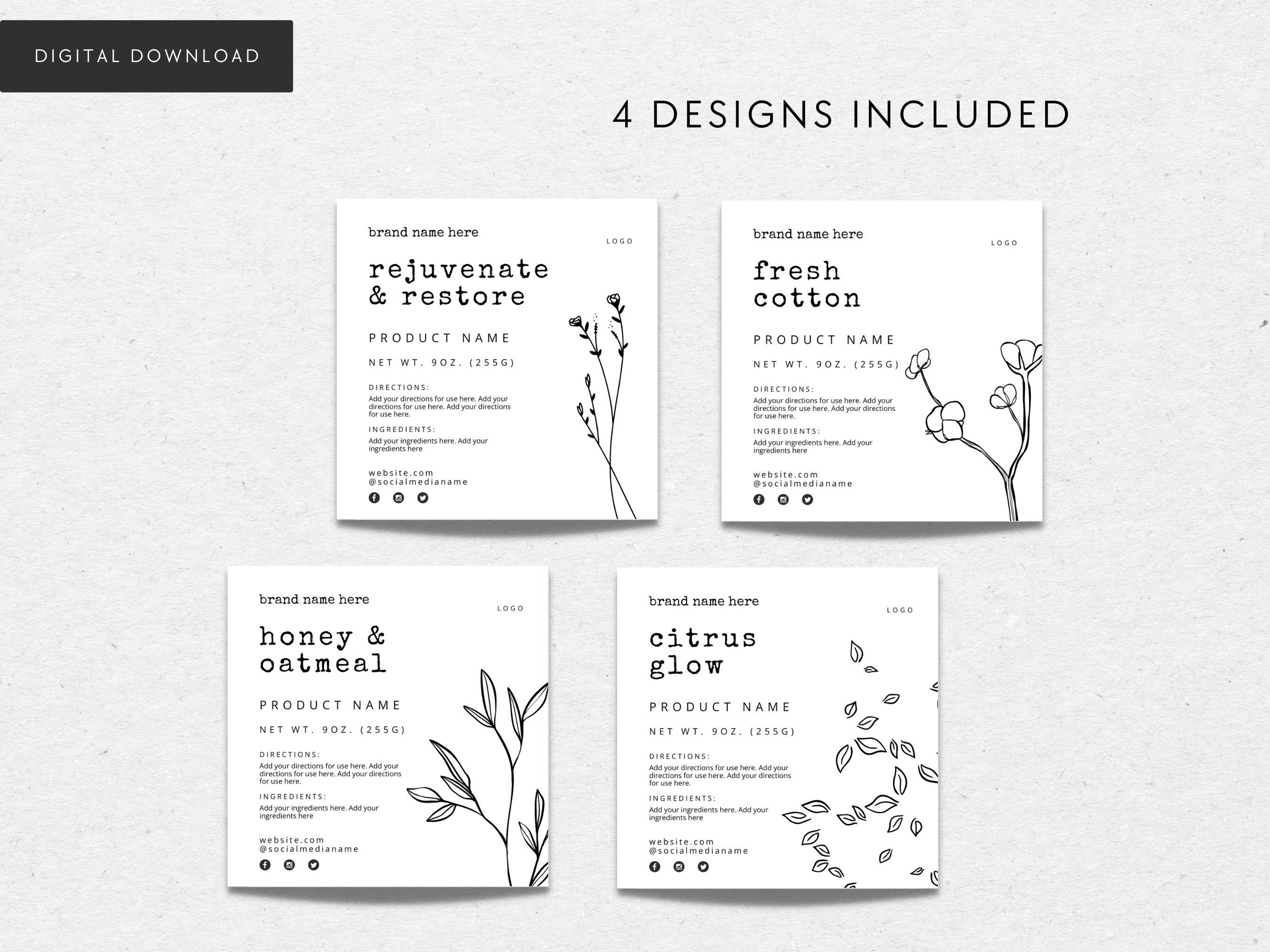 Rustic Botanical Pouch Label Canva Template, Editable Body Product ...