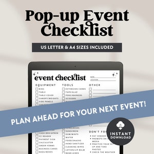 Pop-up Shop Checklist, Vendor Event Planner, Craft Show Checklist, Checklist for Vendor Booth ...