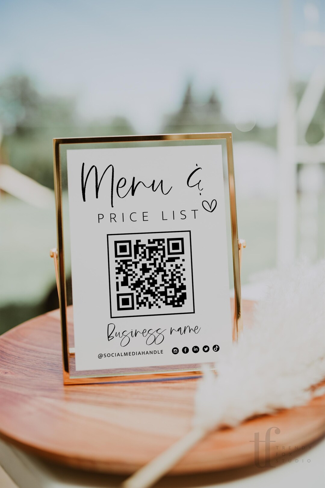 Printable Menu & Price List QR Code Sign Template, Editable Menu QR ...