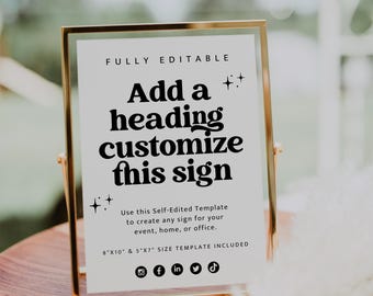 Customizable Sign Template, Minimalist Printable Sign Template, DIY ...