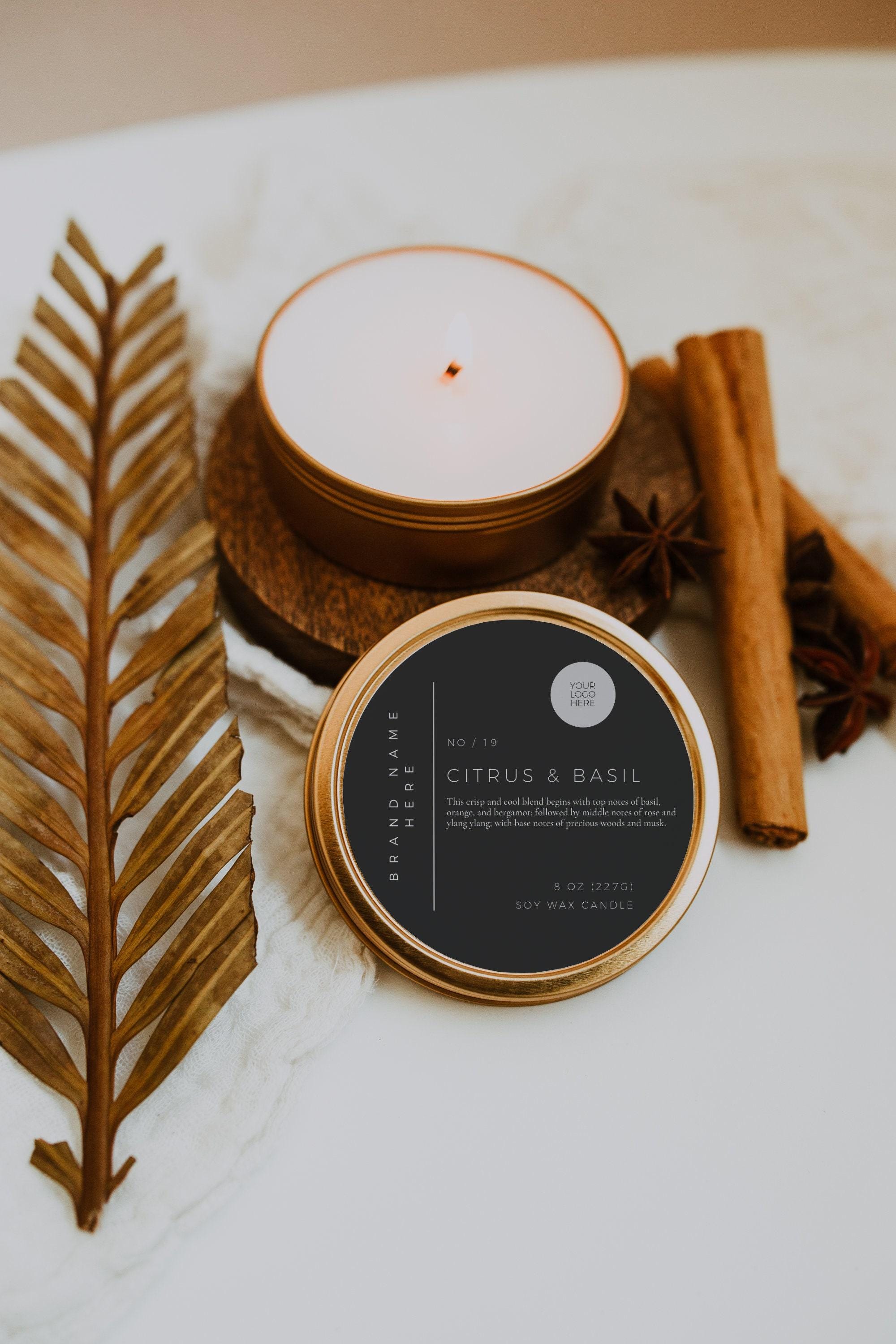 Round Candle Label Template, Editable Candle Lid Sticker Label, Pre ...
