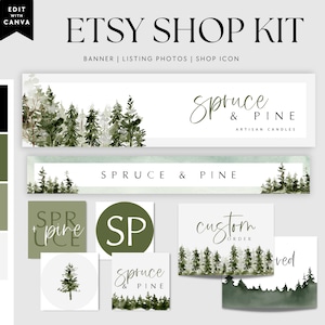 Forest Etsy Shop Banner Canva Template, Watercolor Etsy Store Branding ...
