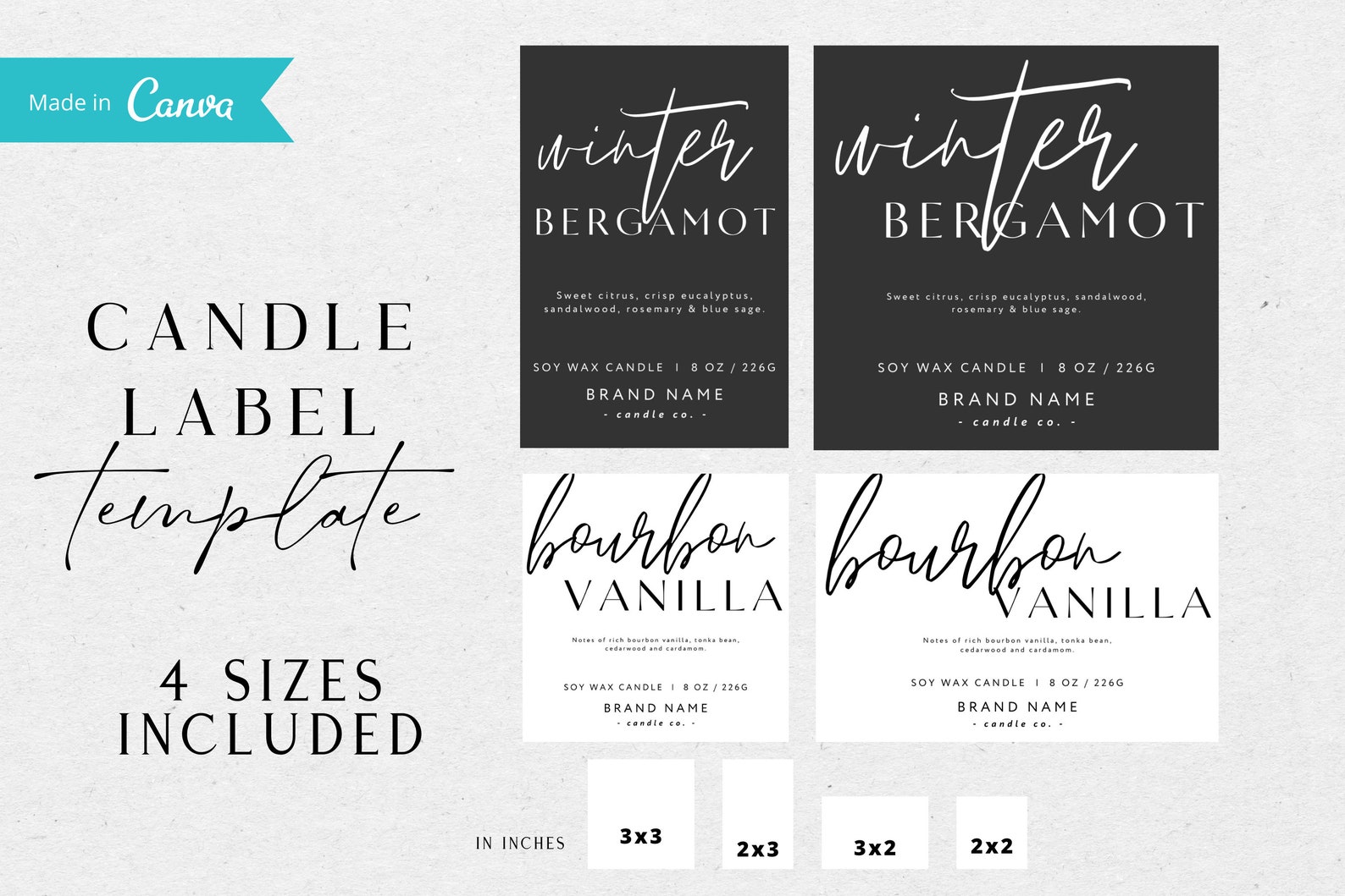 DIY Modern Candle Label Template Script Candle Label - Etsy