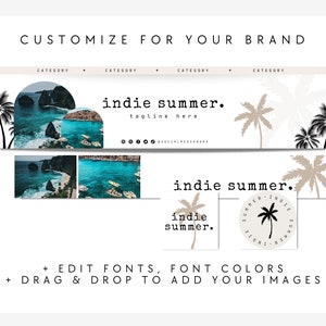 Beachy Etsy Banner Canva Template, Simple Palm Tree Etsy Store Branding ...