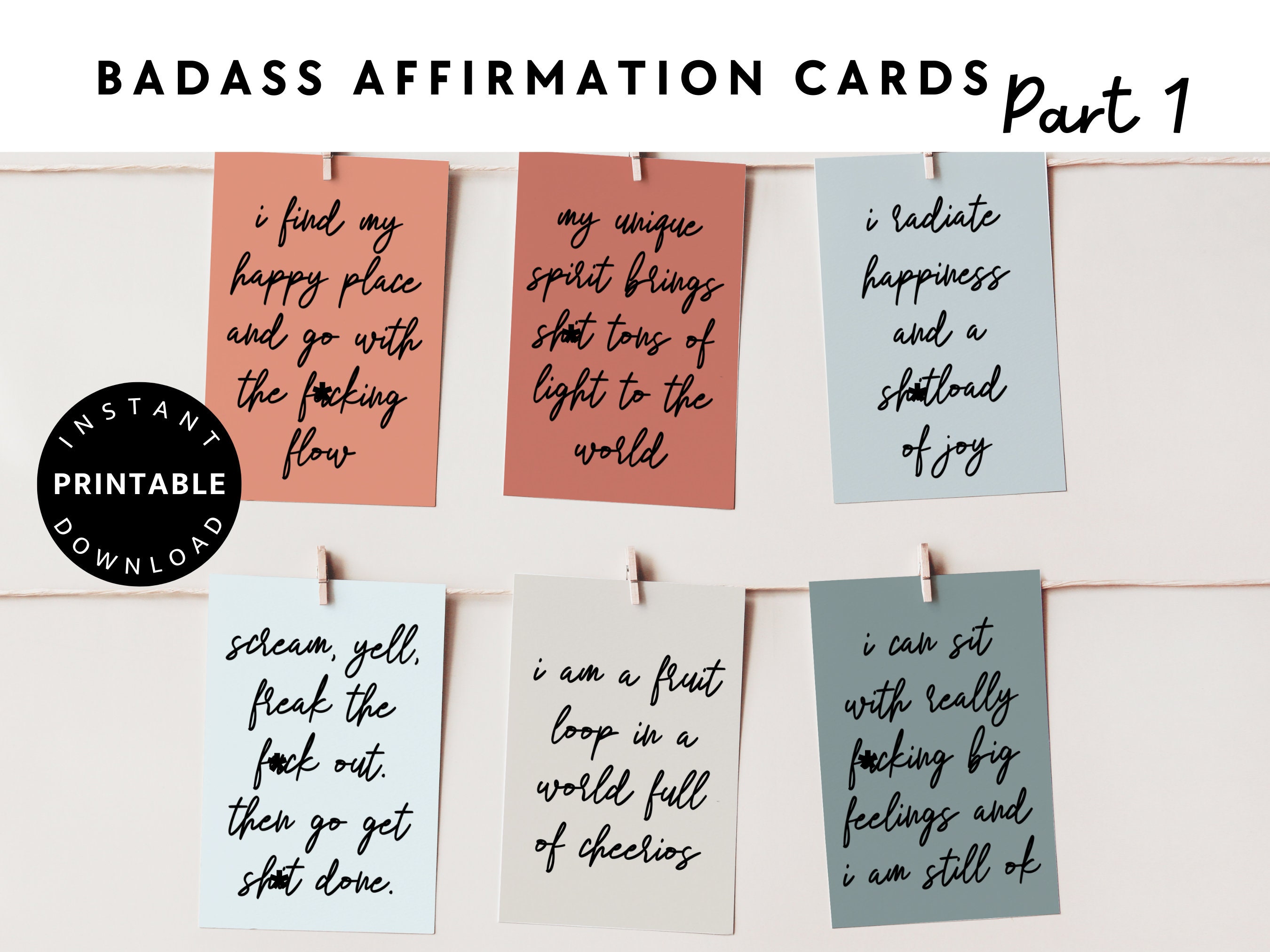 Printable Badass Affirmation Cards Sweary Affirmation Deck - Etsy