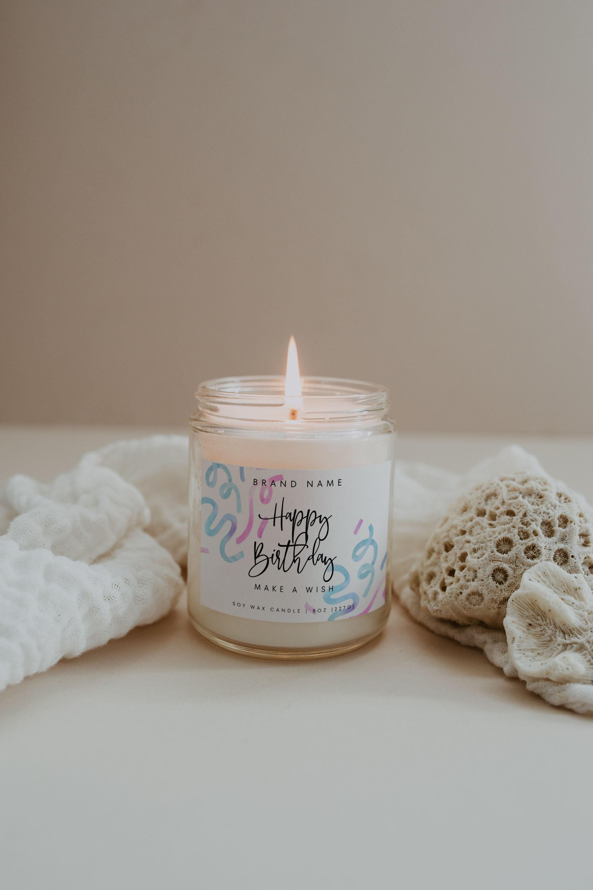 Happy Birthday Candle Label Template, Editable Candle Label Design ...