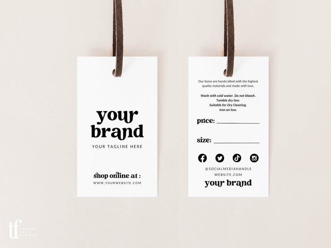 Editable Hanging Tags Template, Printable Fashion Label Template ...