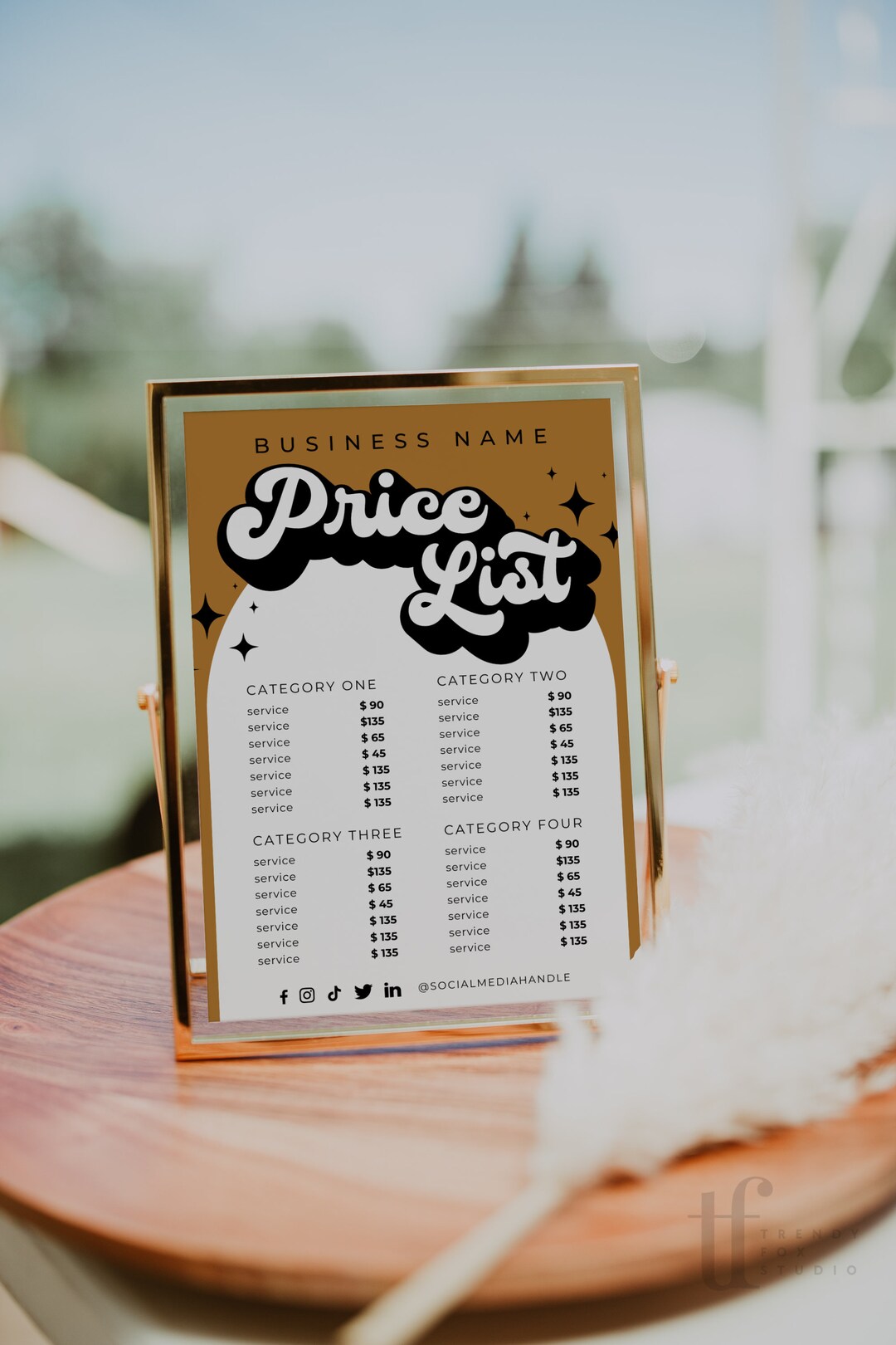 Retro Price List Canva Template, Printable 70s Payment Sign, Editable ...