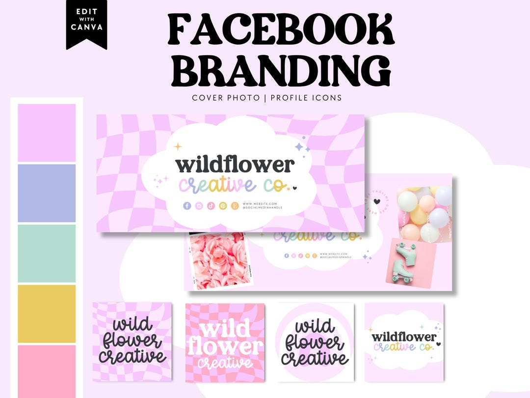 Rainbow Facebook Cover Canva Template, Cute Colorful Facebook Banner ...