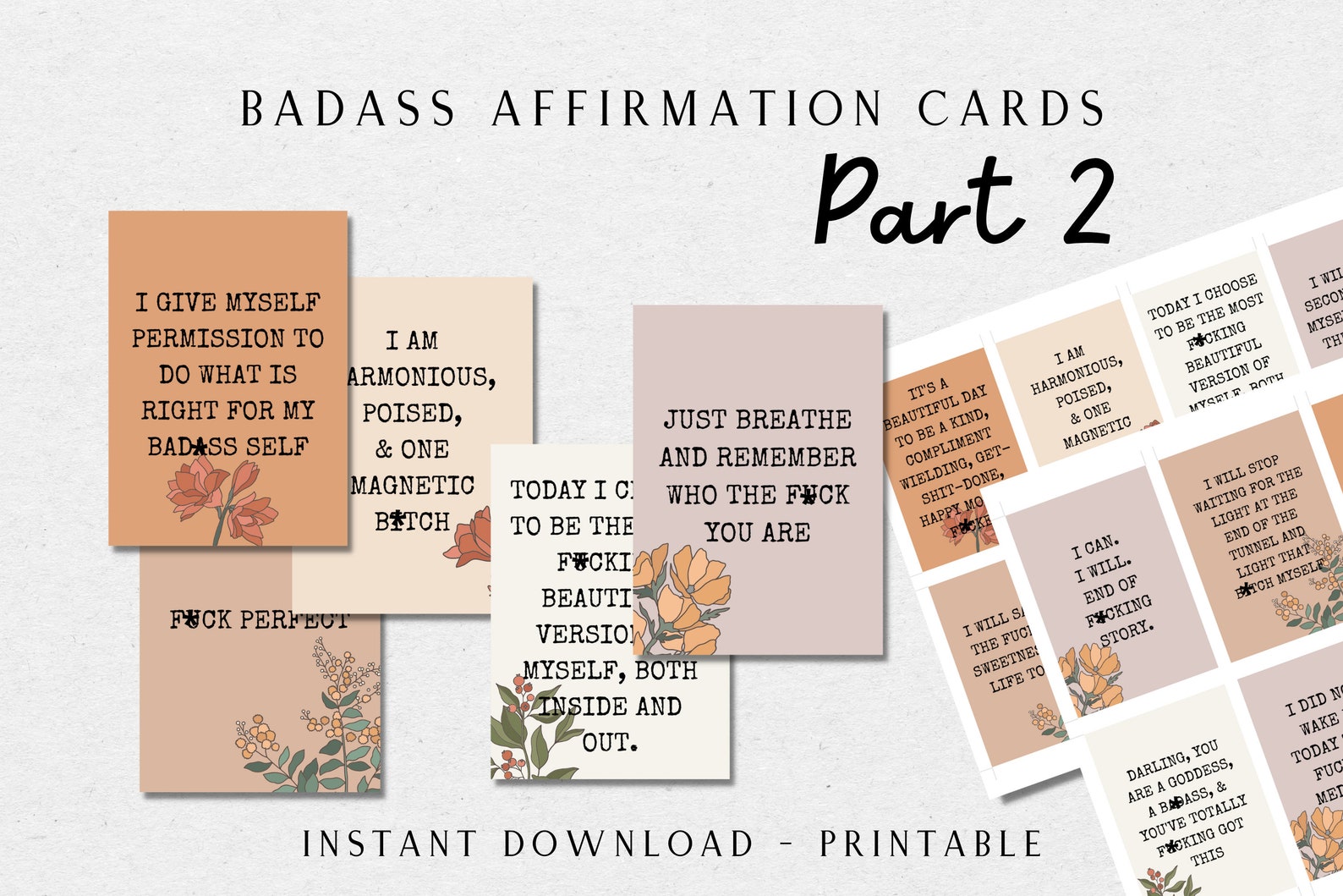 Printable Badass Affirmation Cards Sweary Affirmation Deck Motivational ...