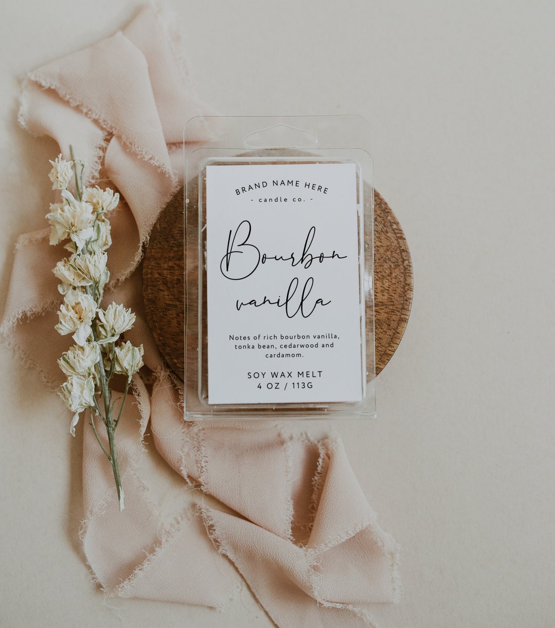 Modern Wax Melt Label Template, Editable Label, DIY Minimal Wax Tart ...