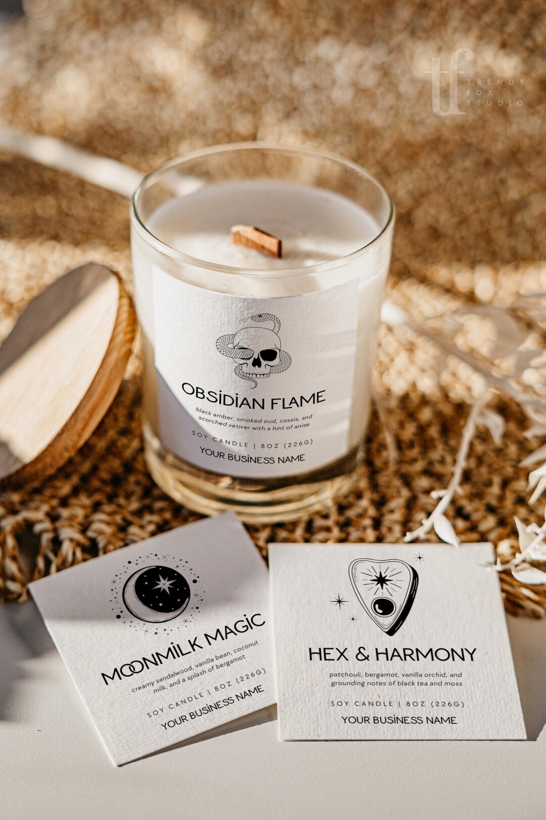 Halloween Candle Label Canva Template – Editable Witchy Moon Design ...