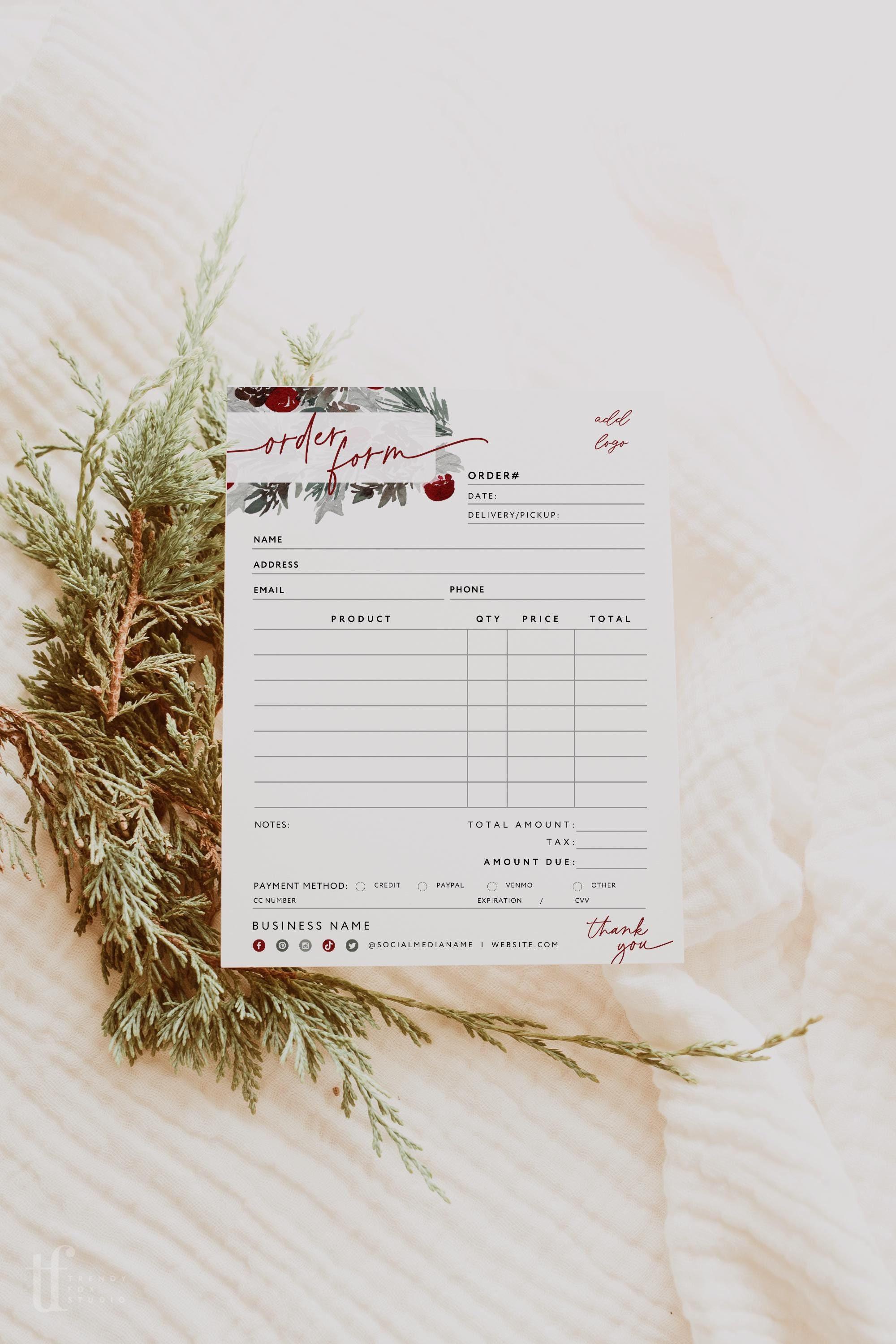 Editable Holiday Order Form Canva Template, Rustic Small Business Forms ...