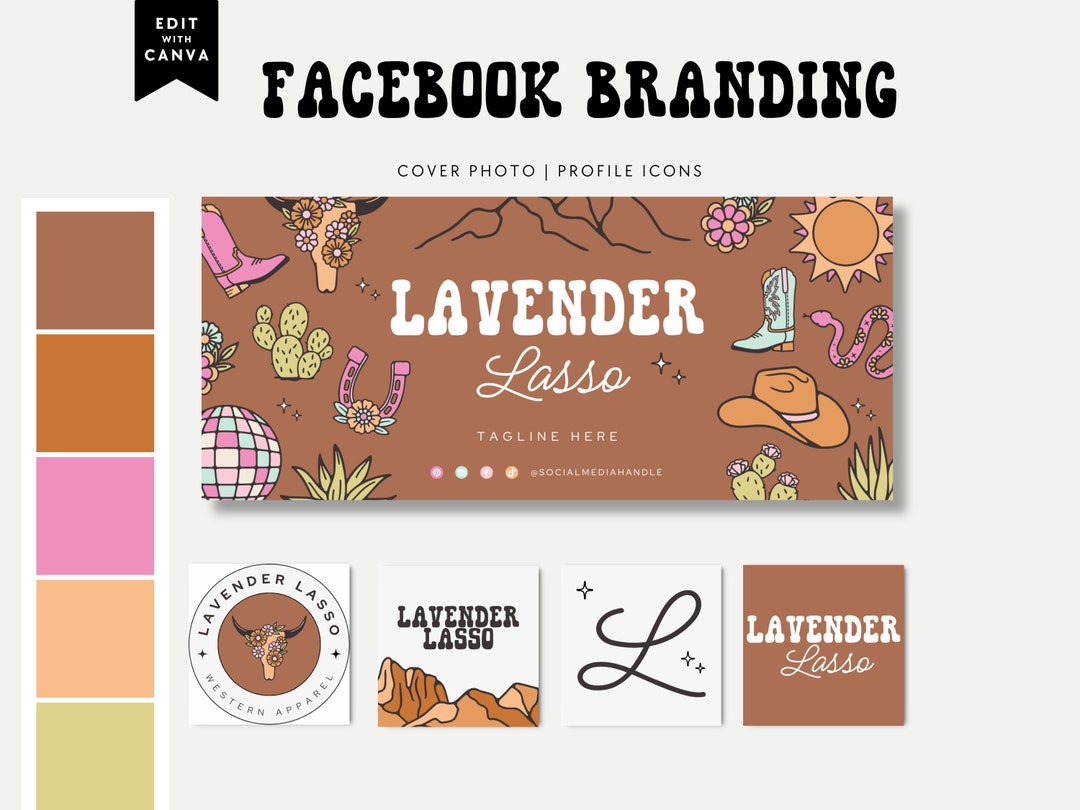 Western Facebook Cover Canva Template, Cactus Facebook Banner, Facebook ...