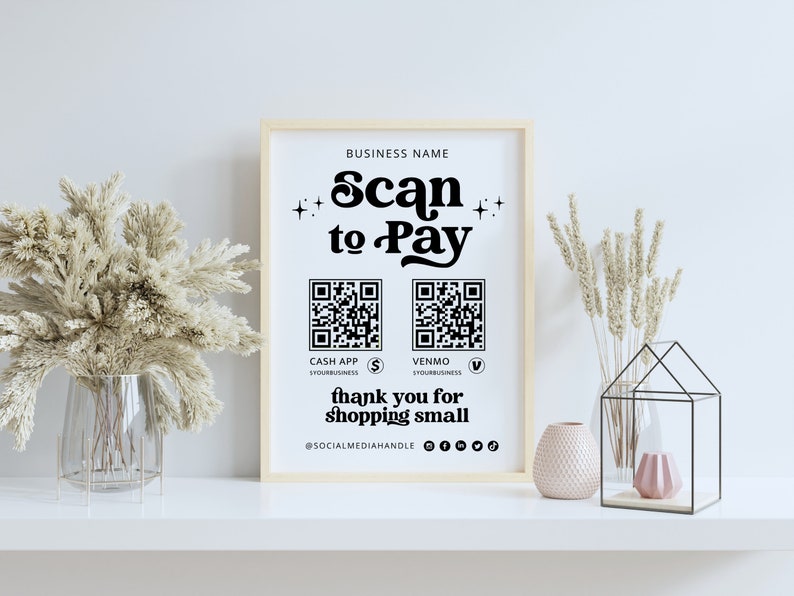 Editable Scan to Pay Sign QR Code Sign Template Printable | Etsy