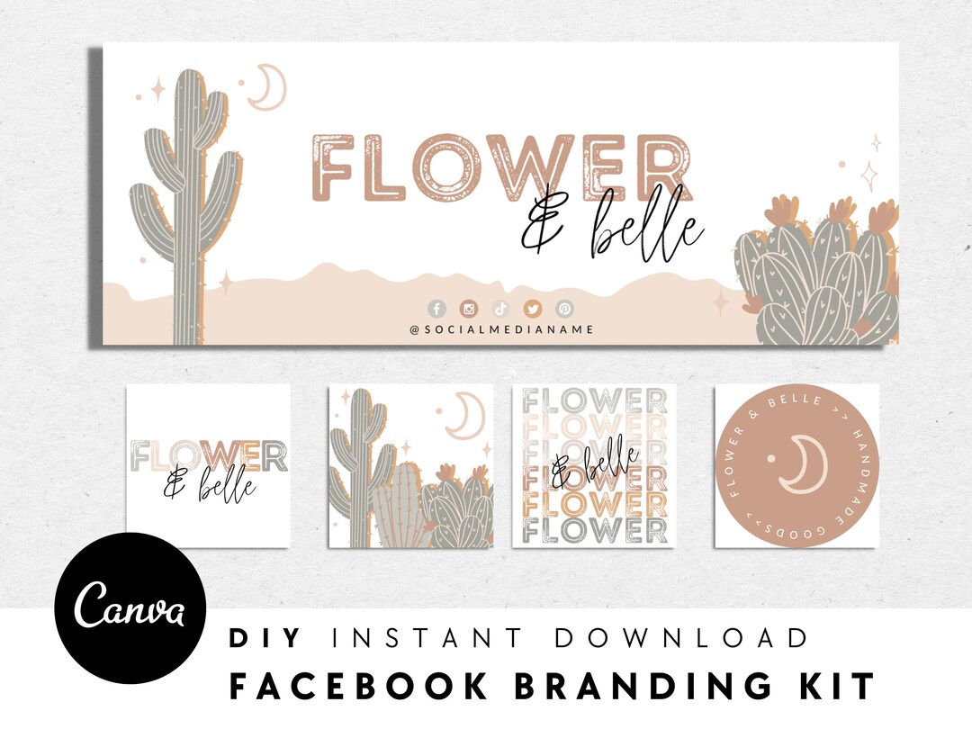 Western Facebook Cover Canva Template Cactus Facebook Banner - Etsy