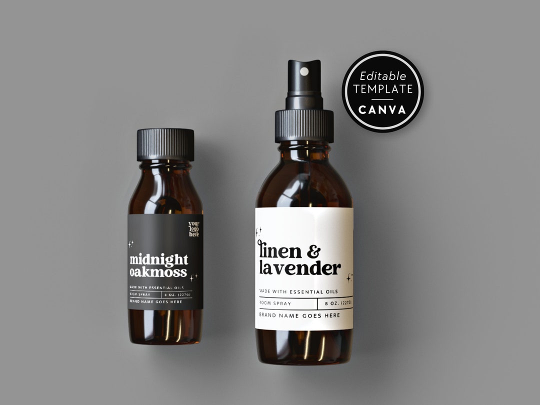 Retro Room Spray Bottle Label Canva Template, Editable Product Label ...