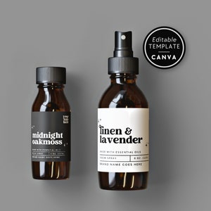 Retro Room Spray Bottle Label Canva Template, Editable Product Label ...