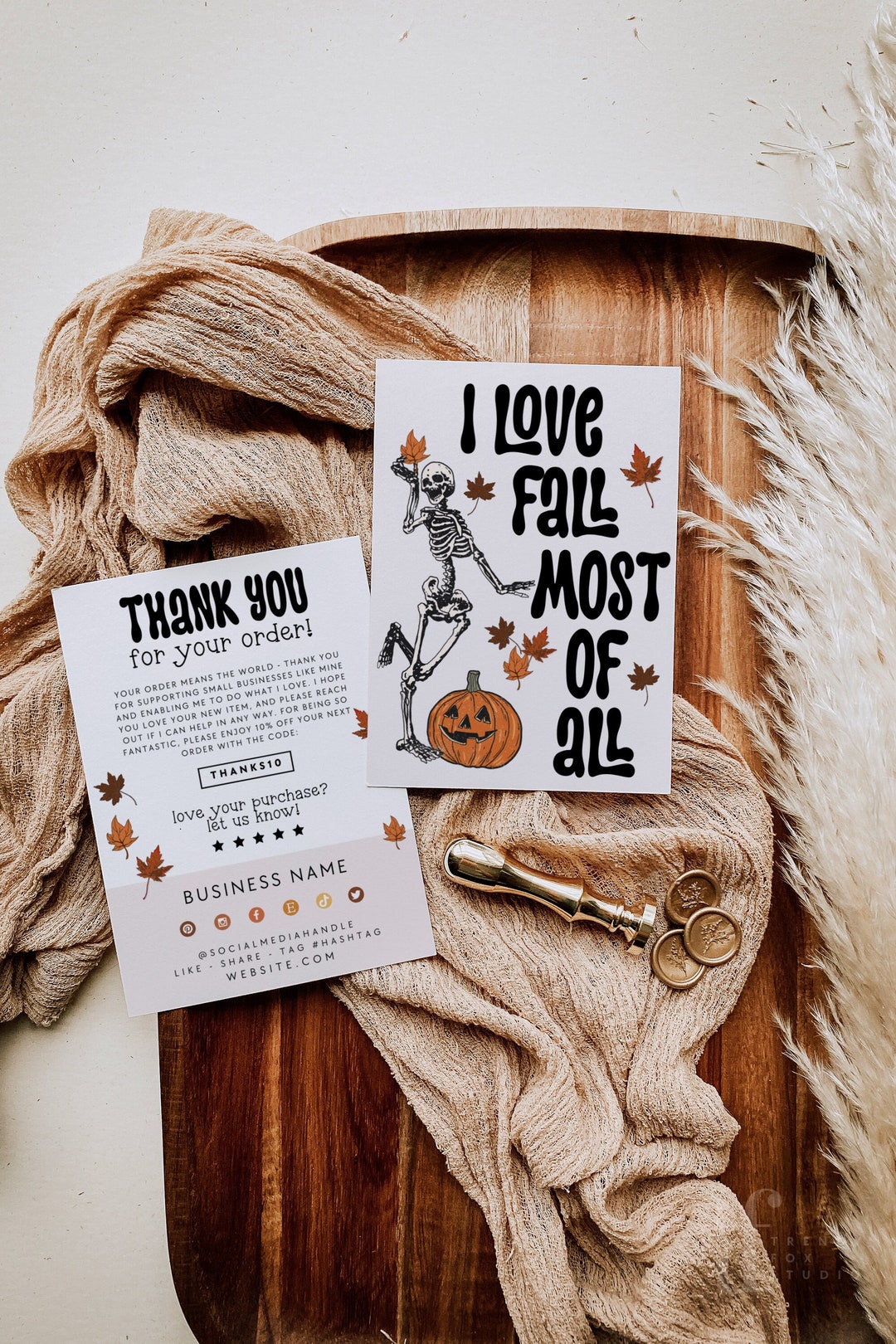 Spooky Fall Business Thank You Card Canva Template, Editable Business ...