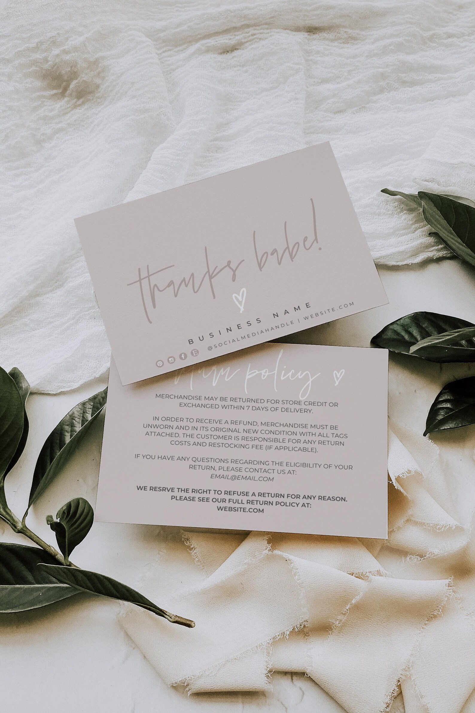 Editable Business Thank You Card Canva Template, Clothing Return Policy ...