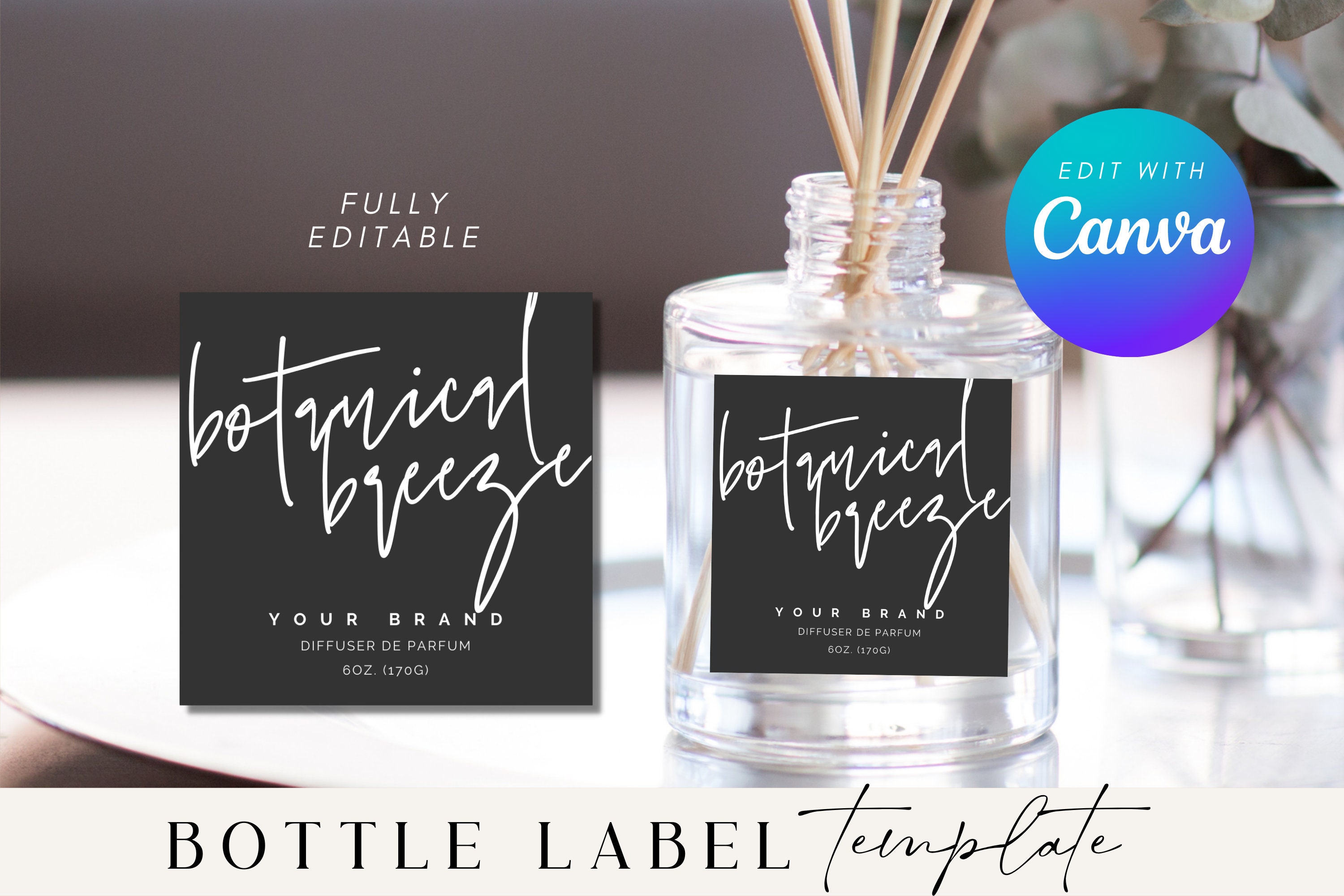 Reed Diffuser Label Template Editable Product Label Template - Etsy Canada